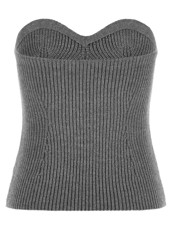 JIL SANDER Off-the-shoulder Bustier Top - Gray