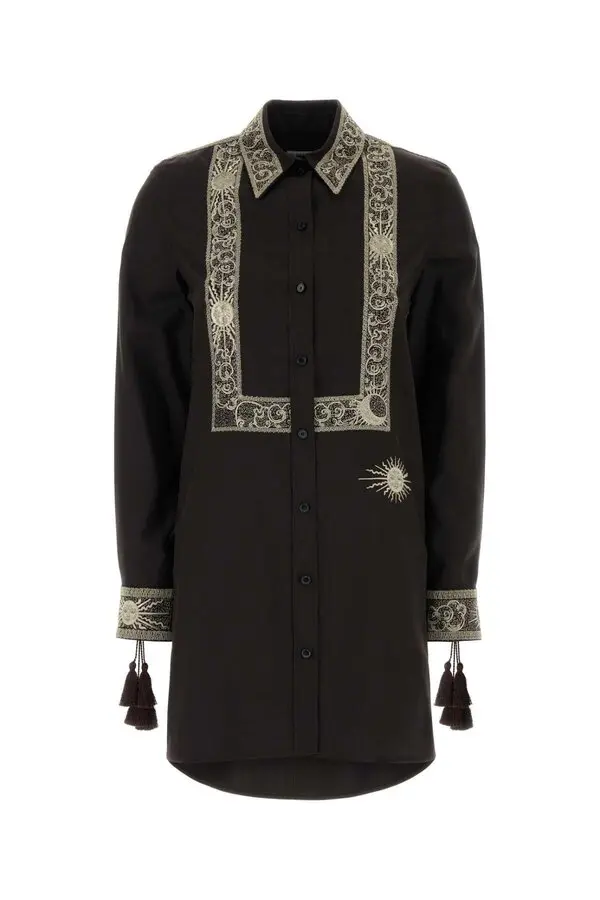 Burberry Silk Shirt Dress - Brown