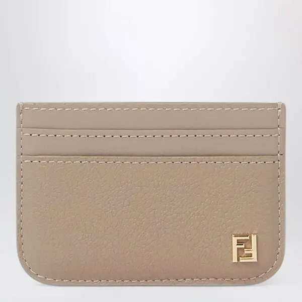 Fendi Taupe Leather Ff Card Case