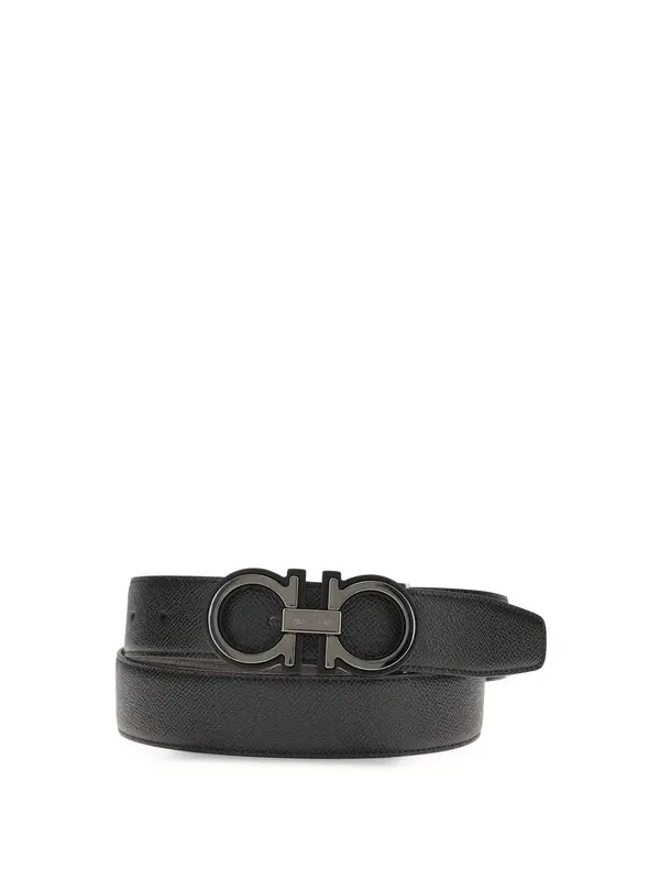 FERRAGAMO Reversible And Adjustable Gancini Belt - Black