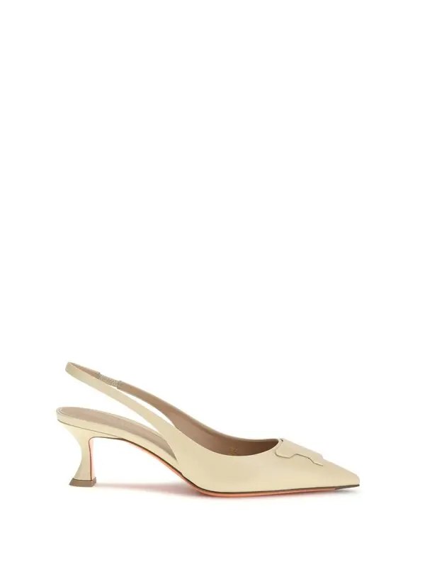 Santoni Taylor Slingback Pumps - Cream