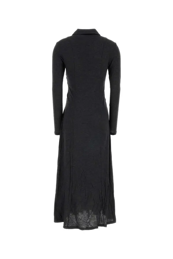 GANNI Dark Grey Jersey Shirt Dress - Gray