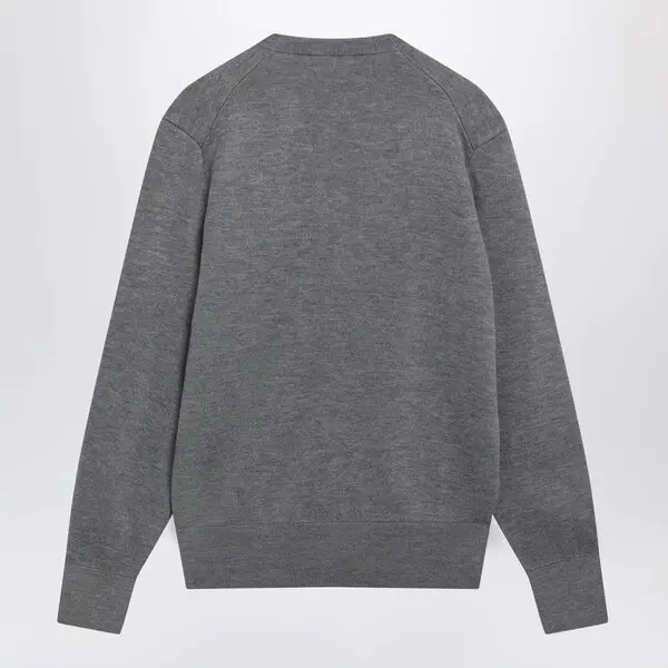 AMI Paris De Coeur Wool Cardigan - Gray
