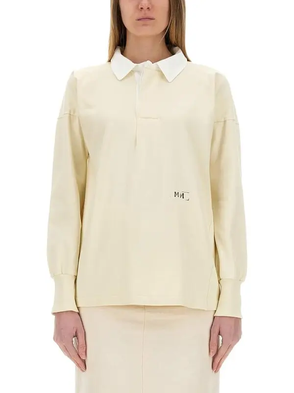 MAISON MARGIELA Polo Shirt With Print - Cream