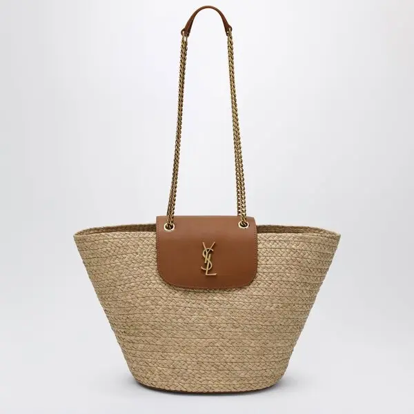 Saint Laurent Manon Raffia Basket Bag - Cream