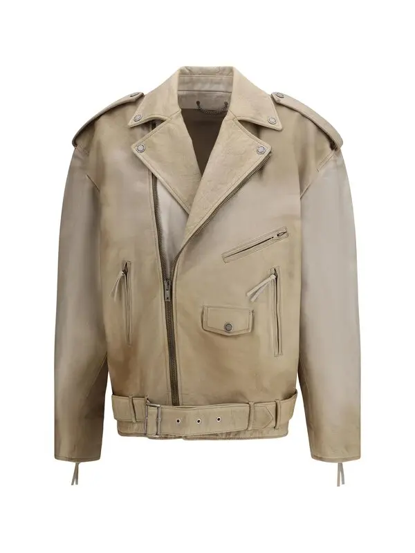 GOLDEN GOOSE Journey Leather Jacket - Cream