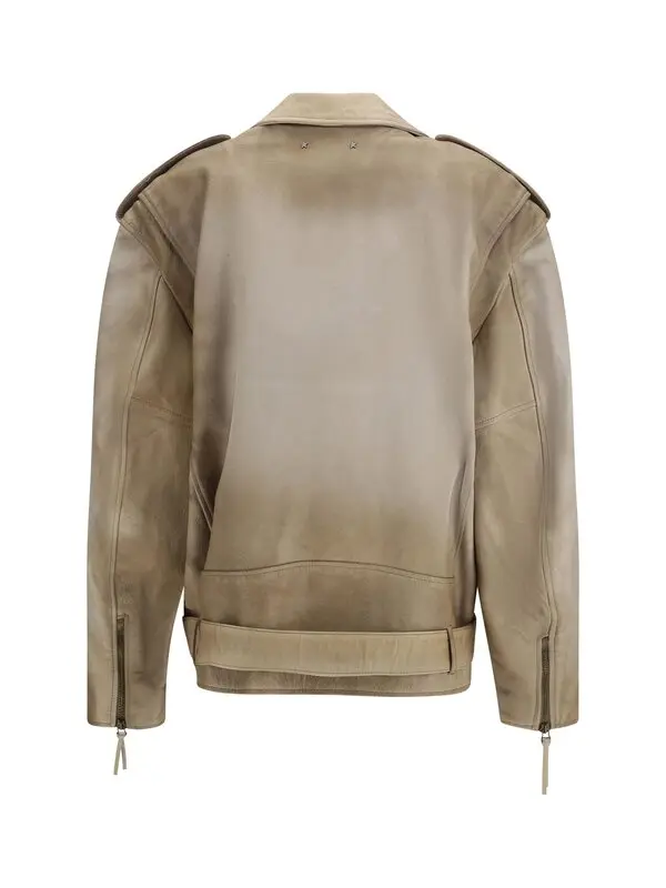 GOLDEN GOOSE Journey Leather Jacket - Cream