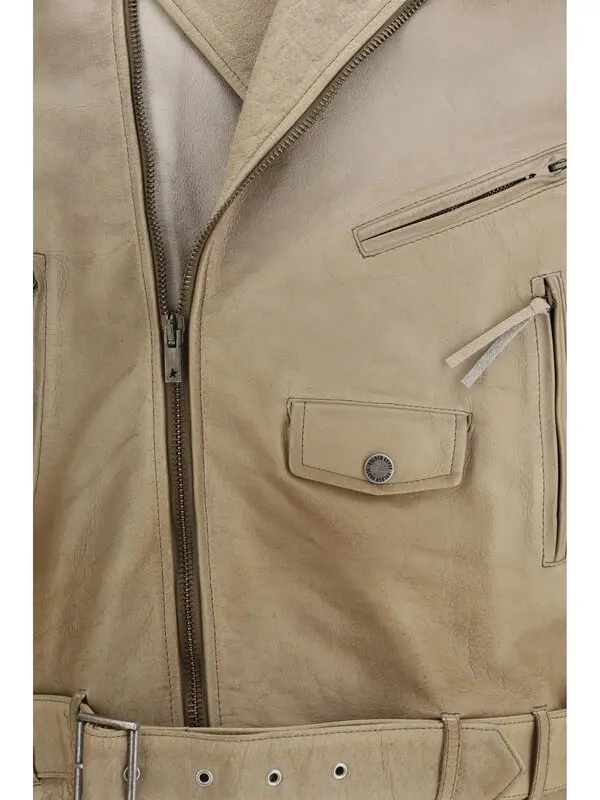 GOLDEN GOOSE Journey Leather Jacket - Cream