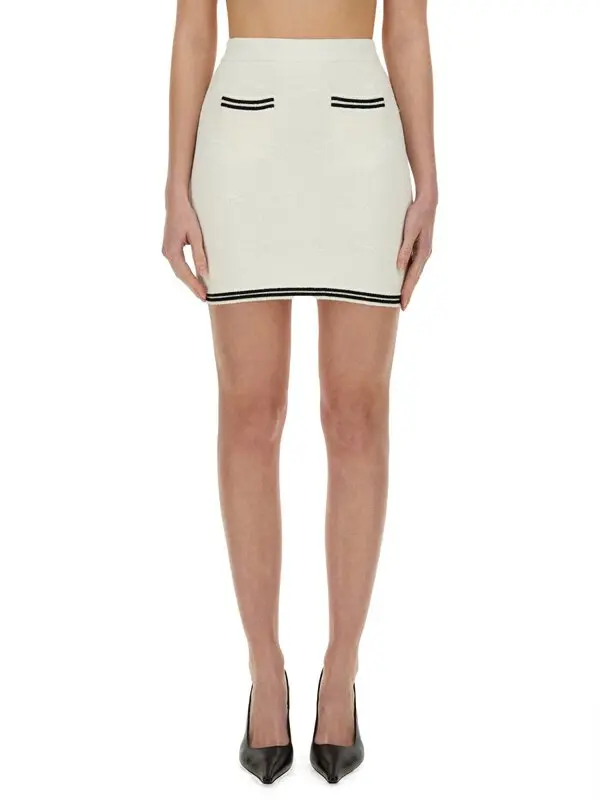 SELF-PORTRAIT Jacquard Skirt With Bow