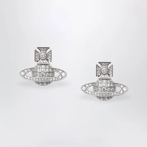 VIVIENNE WESTWOOD Platinum-tone Metal Orb Earrings With Crystals - Silver