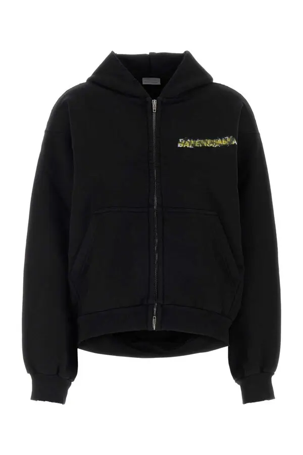 Balenciaga Cotton Oversize Sweatshirt - Black