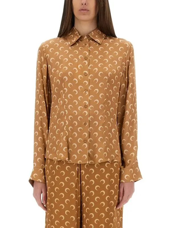 MARINE SERRE Moon Satin Shirt - Cream