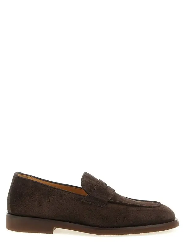 Brunello Cucinelli Suede Penny Loafers - Brown