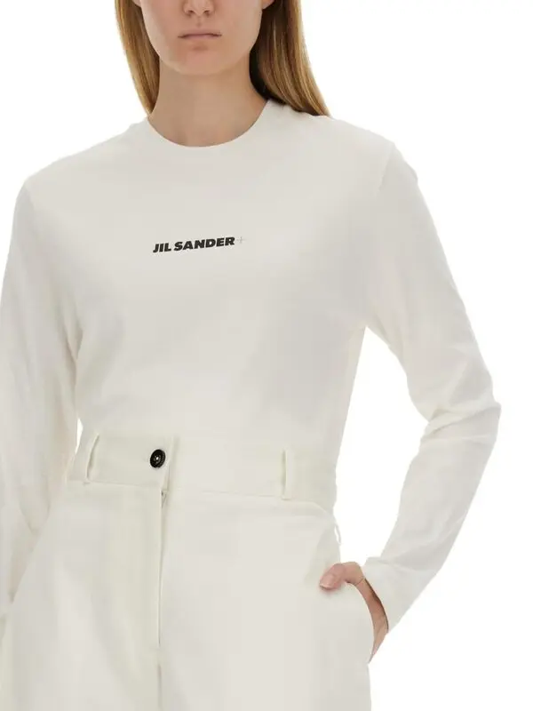 JIL SANDER Logo Long Sleeve T-shirt - White