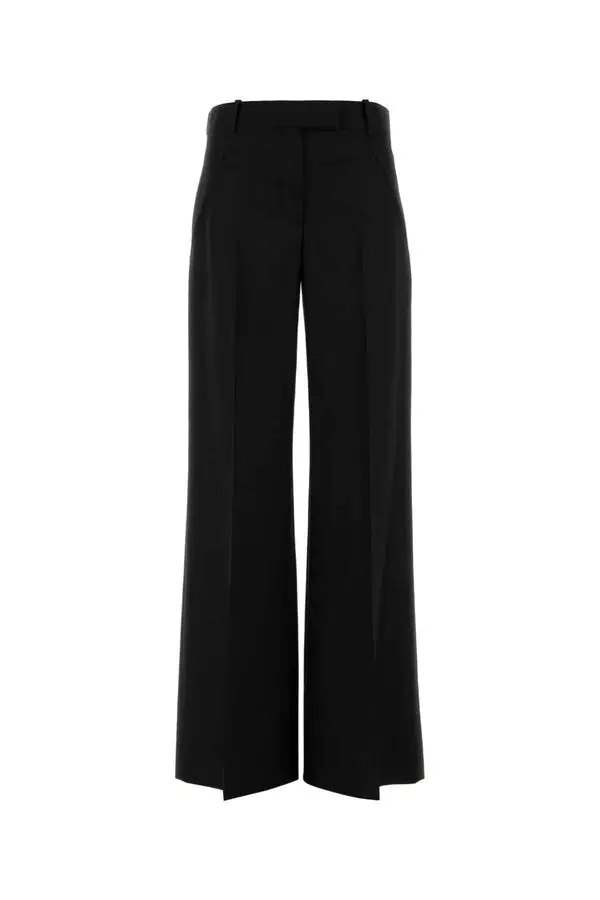 Alexander McQueen Wool Blend Wide-leg Pant - Black