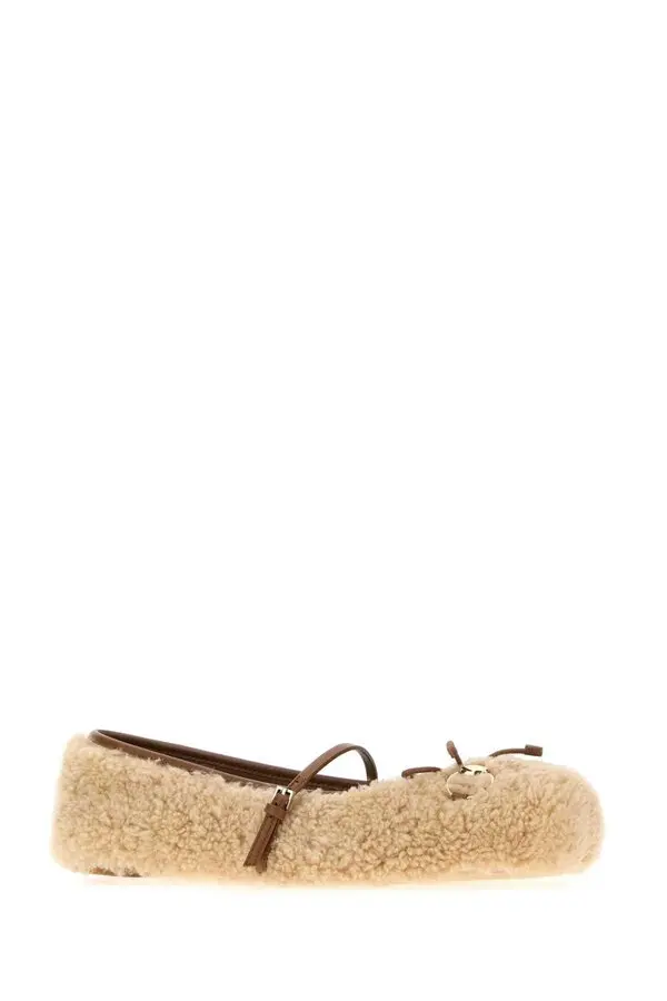 Gucci Beige Shearling Ballerinas
