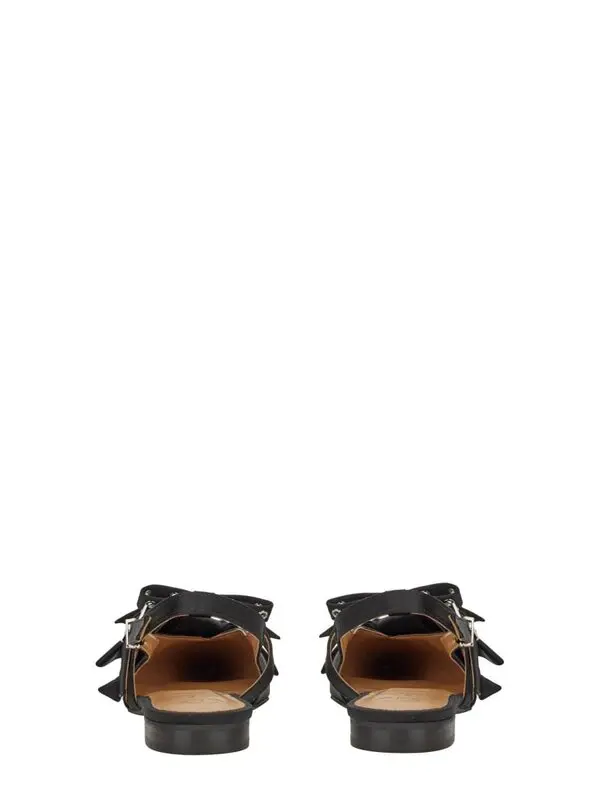 GANNI Satin Ballerina Flats - Black