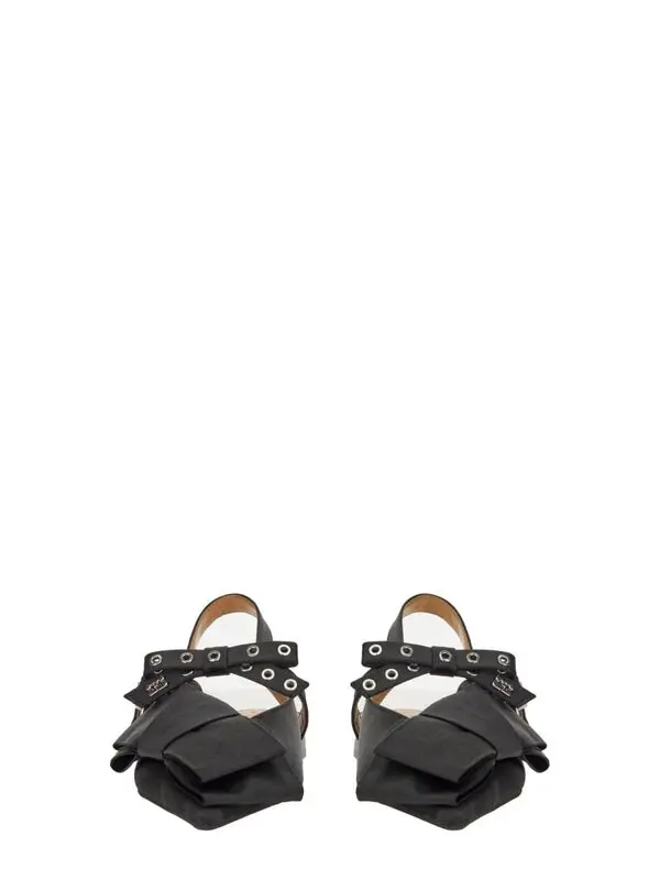 GANNI Satin Ballerina Flats - Black