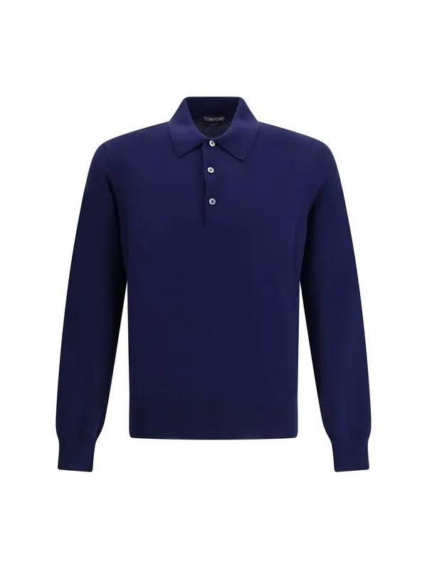 TOM FORD Long-sleeved Polo - Blue
