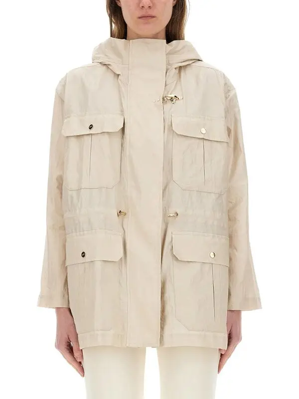 FAY Linen And Cotton Canvas Parka - Cream