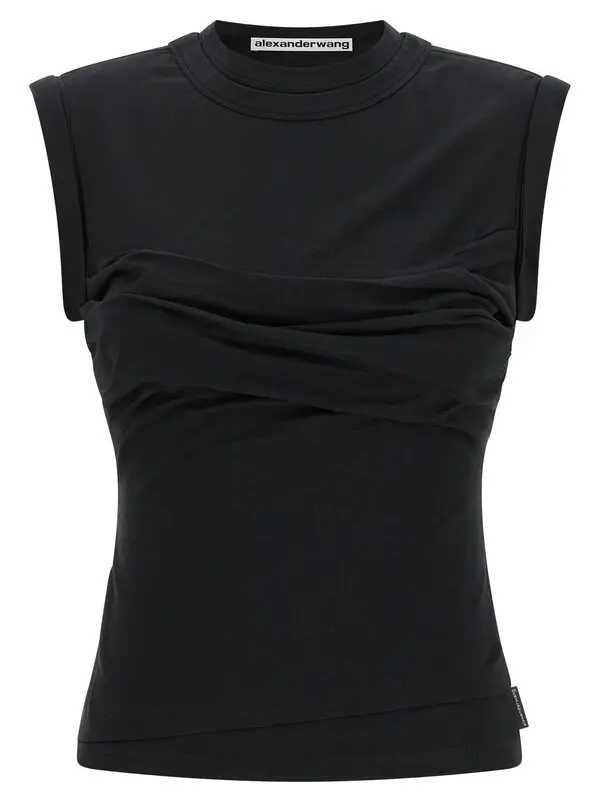 Alexander Wang Twisted Bust Layered Tank Top - Black