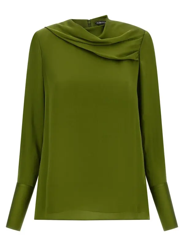 TOM FORD Draped Neck Blouse - Green
