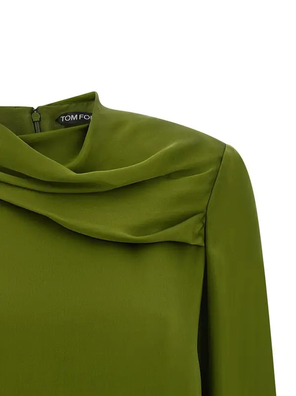 TOM FORD Draped Neck Blouse - Green