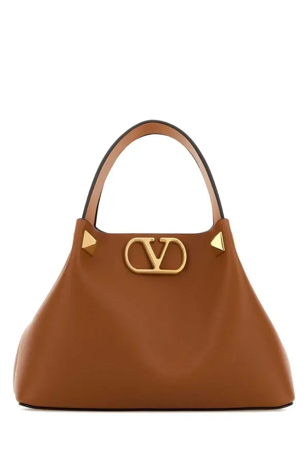 Valentino Garavani Carmel Leather Vlogo Signature Handbag - Brown