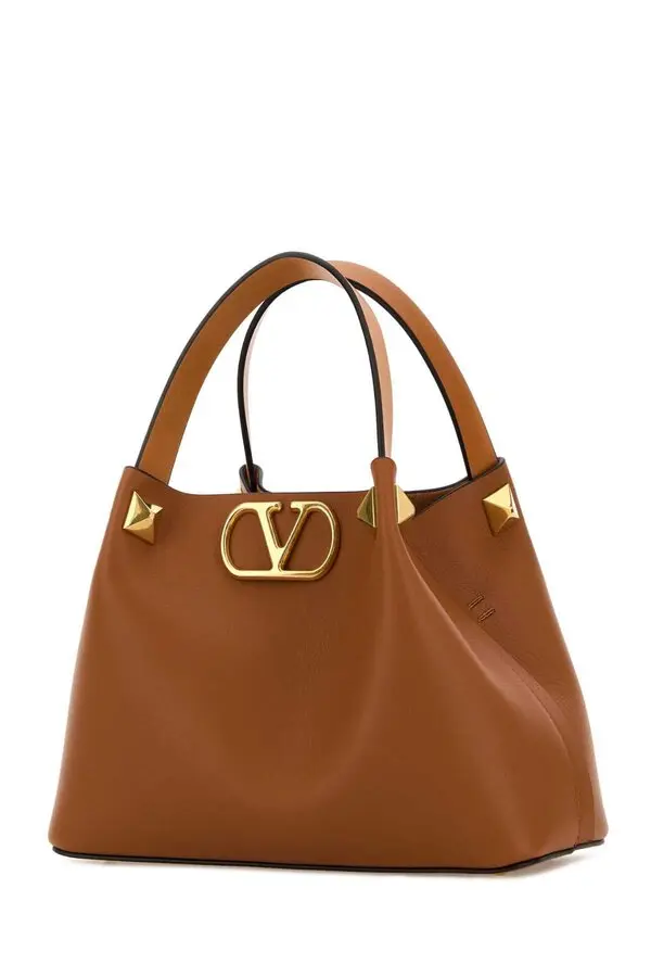 Valentino Garavani Carmel Leather Vlogo Signature Handbag - Brown