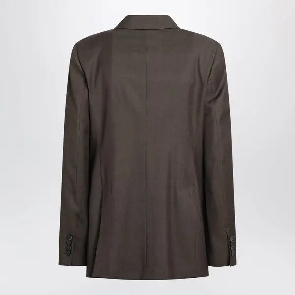 Max Mara Leather Double-breasted Wool Jacket