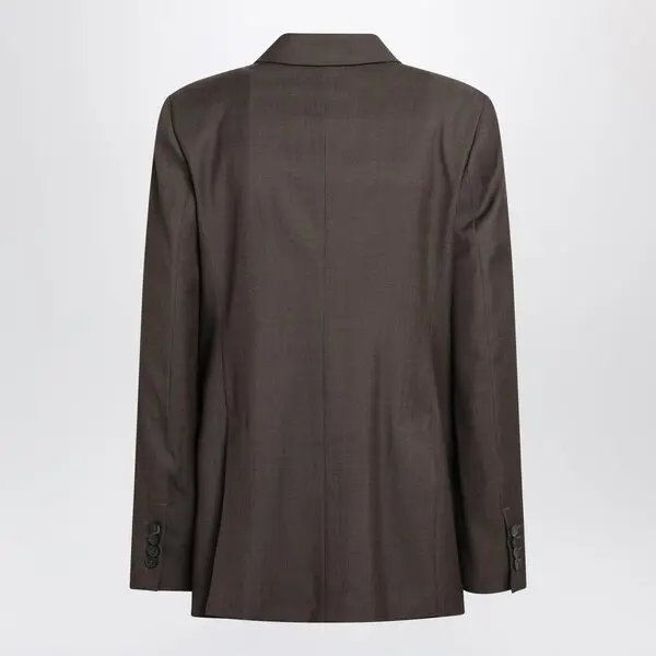 Max Mara Leather Double-breasted Wool Jacket - Brown