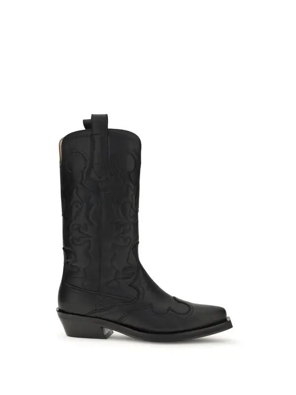 GANNI Embroidered Western Boots