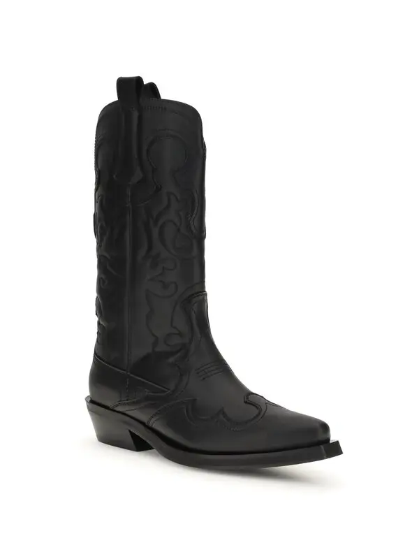 GANNI Embroidered Western Boots