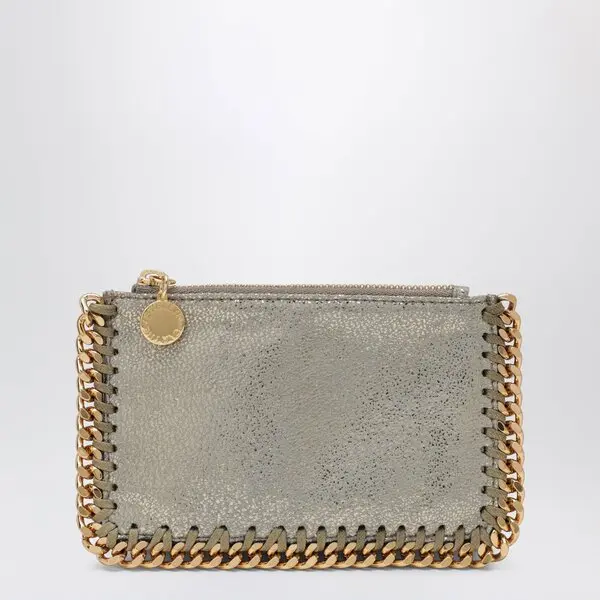 Stella McCartney Falabella Card Holder In Metallic Pyrite - Silver