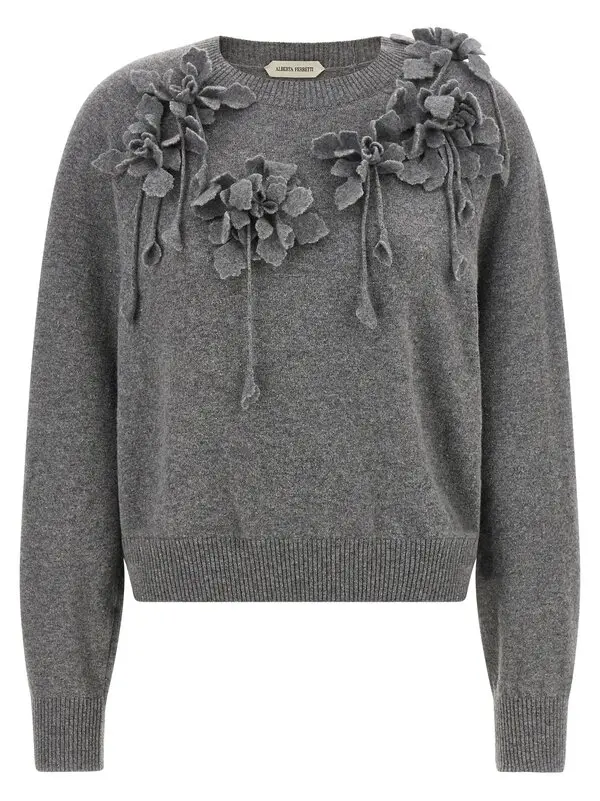 Alberta Ferretti Embroidered Flower Sweater - Gray
