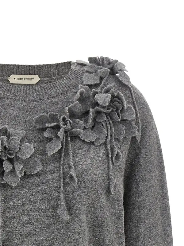 Alberta Ferretti Embroidered Flower Sweater