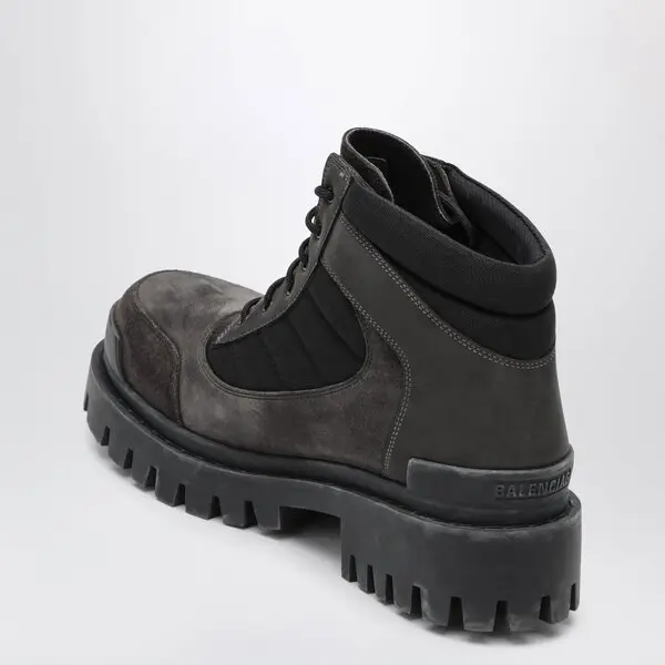 Balenciaga Combat Strike Low Lace-up Suede Boots /black - Brown