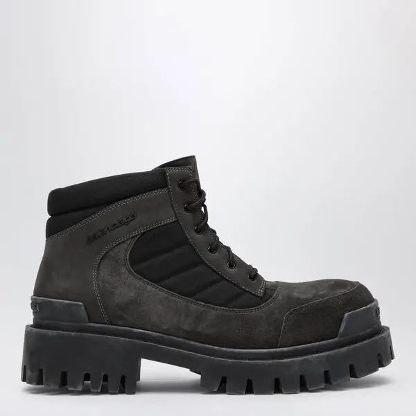 Balenciaga Suede Combat Strike Low Boots - Brown