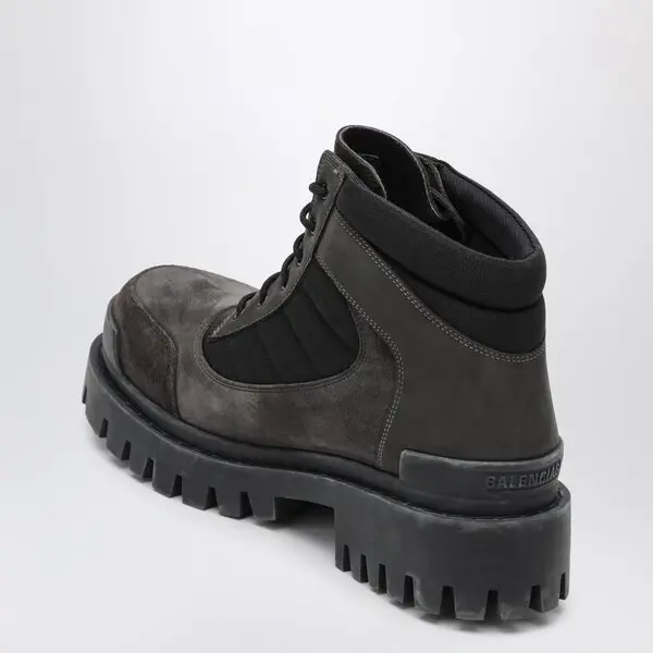 Balenciaga Suede Combat Strike Low Boots - Brown