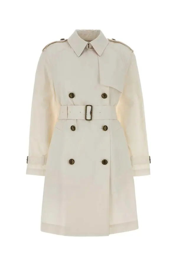 Burberry Ivory Cotton Belgravia Trench Coat - White
