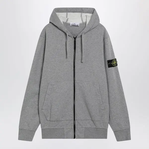Stone Island Grey Melange Cotton Hoodie