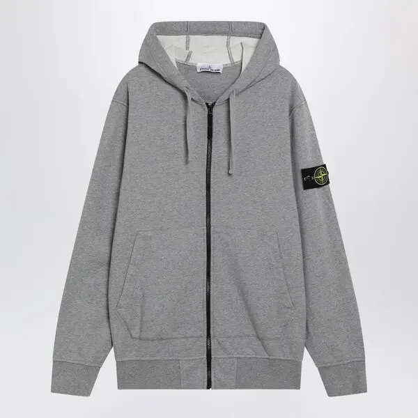 Stone Island Grey Melange Cotton Hoodie - Gray