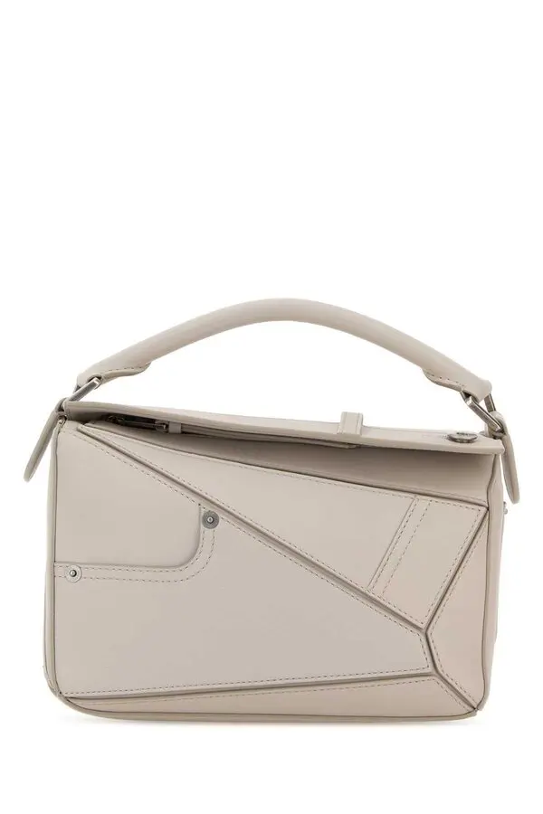 Loewe Light Grey Leather Small Puzzle Panta Handbag
