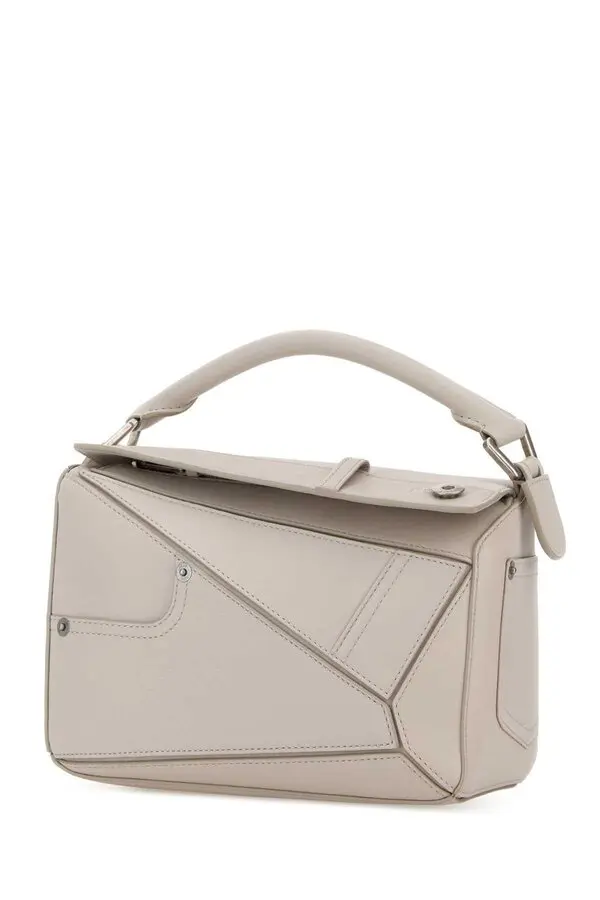 Loewe Light Grey Leather Small Puzzle Panta Handbag