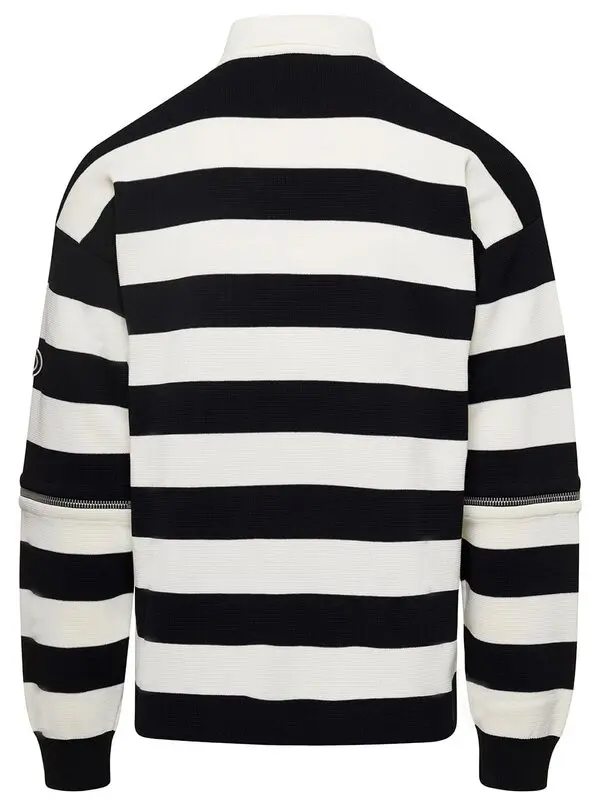 Gucci Striped Black And White Knit Polo With Detachable Sleeves In Cotton - Multicolor
