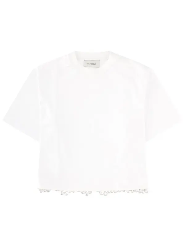 Sportmax T-shirt Palmas Con Perle Ricamate - White