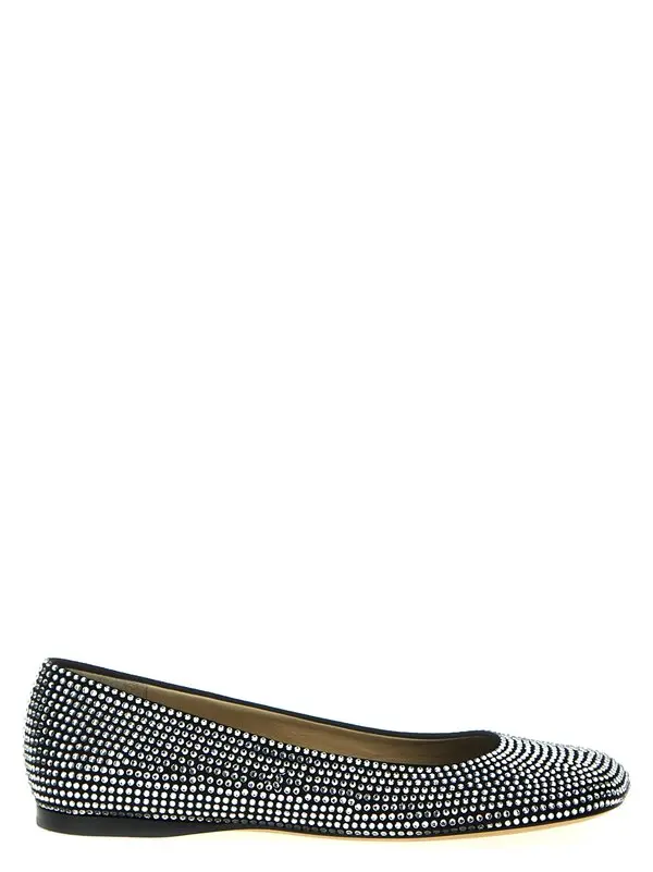 Loewe Rhinestone Suede Ballet Flats - Black