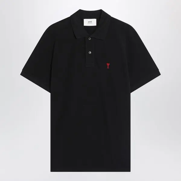 AMI Paris De Coeur Polo Shirt - Black