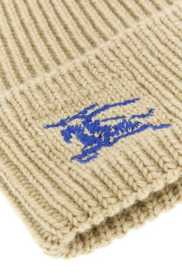 Burberry Ribbed Knit Beanie Hat With Logo - Multicolor
