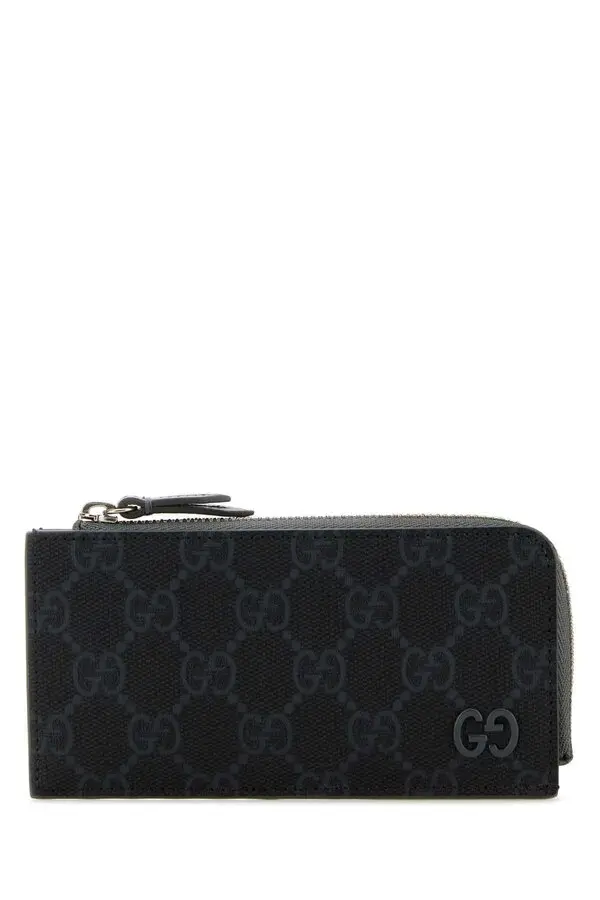 Gucci Gg Fabric And Leather Card Holder